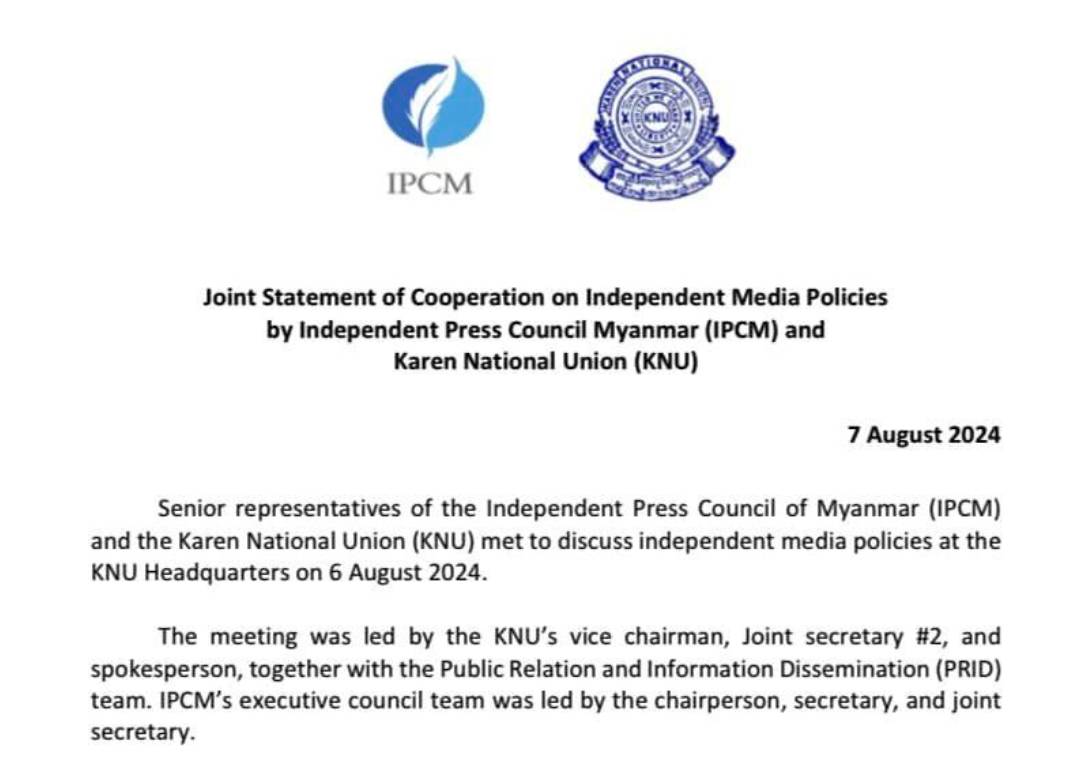 IPCM and KNU issue statement on independent media protocols in Myanmar ...